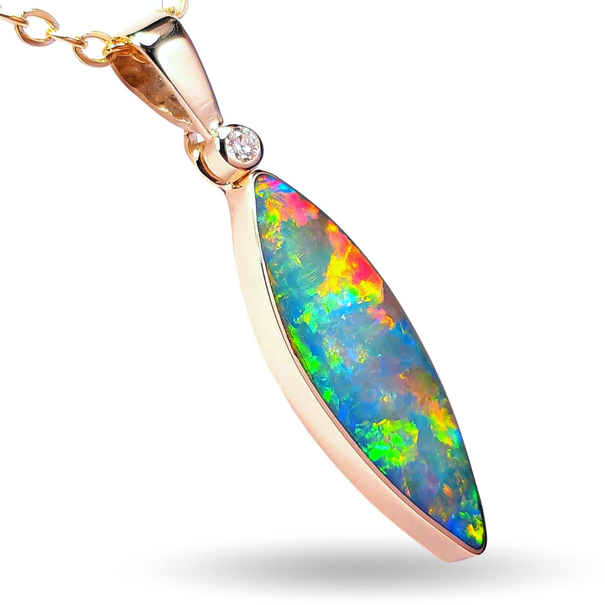 Astra' Australian Opal & Diamond Pendant Rare Gem Quality Gift 6.4ct L ...